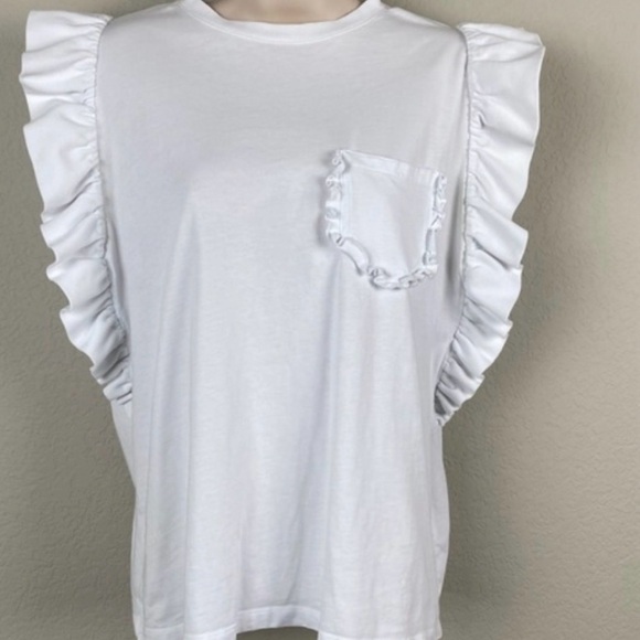 MSGM | Tops | Msgm White Ruffle Sleeve Top | Poshmark